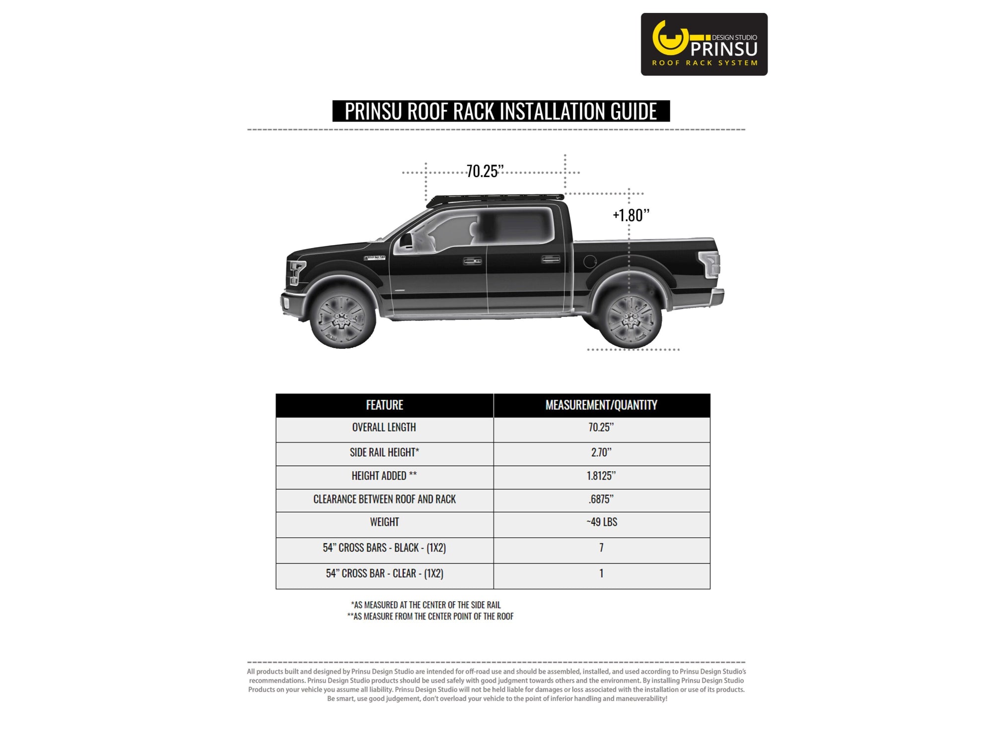 Prinsu Ford Raptor / F150 Roof Rack - RoyalRoofTopTent